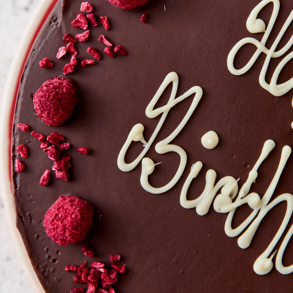 Personalised Vegan Chocolate Raspberry Velvet Cake & Konditor
