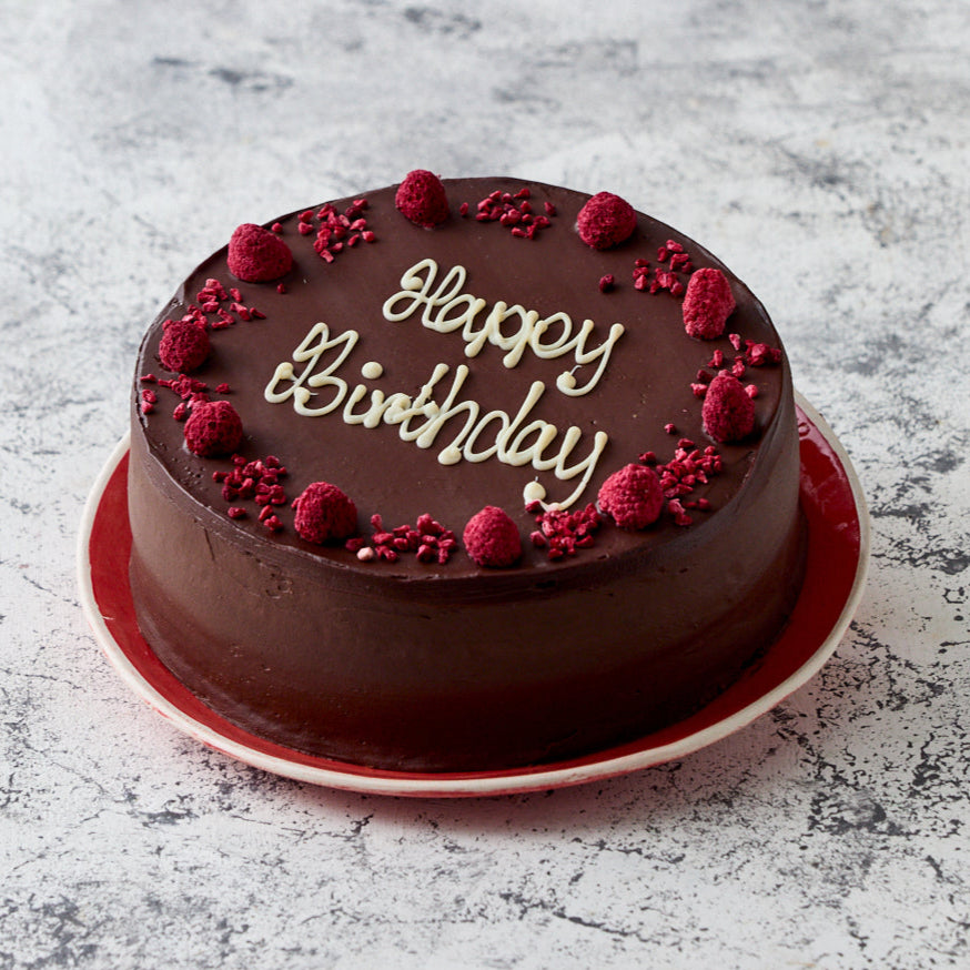 Personalised Vegan Chocolate Raspberry Velvet Cake & Konditor
