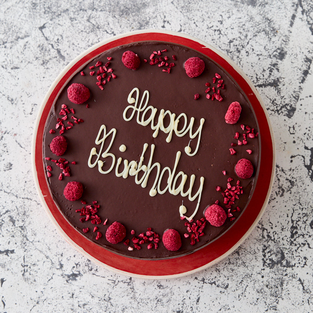Personalised Vegan Chocolate Raspberry Velvet Cake & Konditor