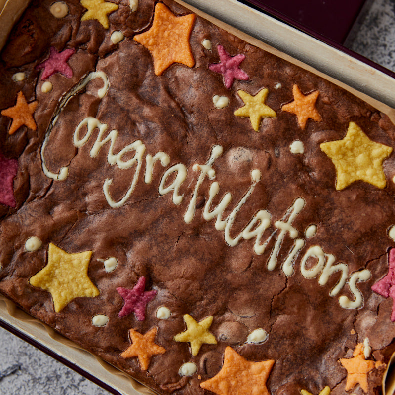 Star Border Congratulations Brownie Slab & Konditor