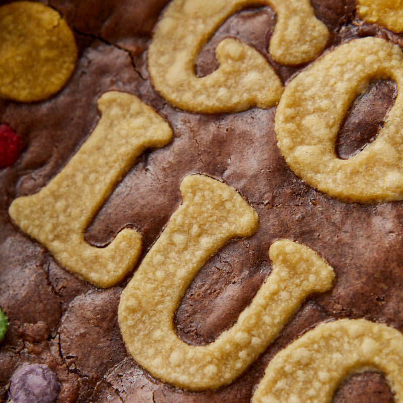 Confetti Border Good Luck Brownie Slab & Konditor