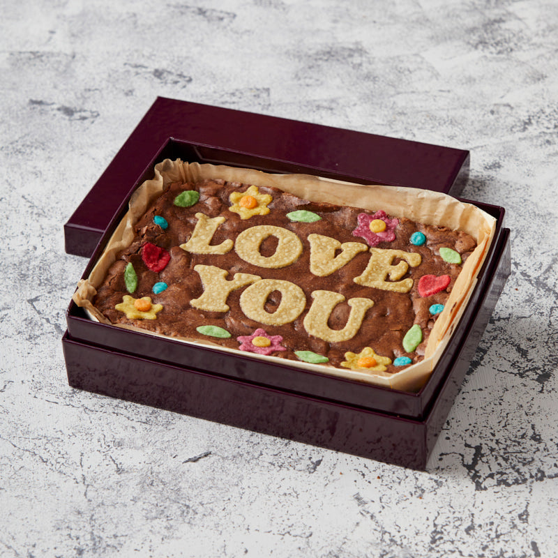 Floral Border Love You Brownie Slab & Konditor