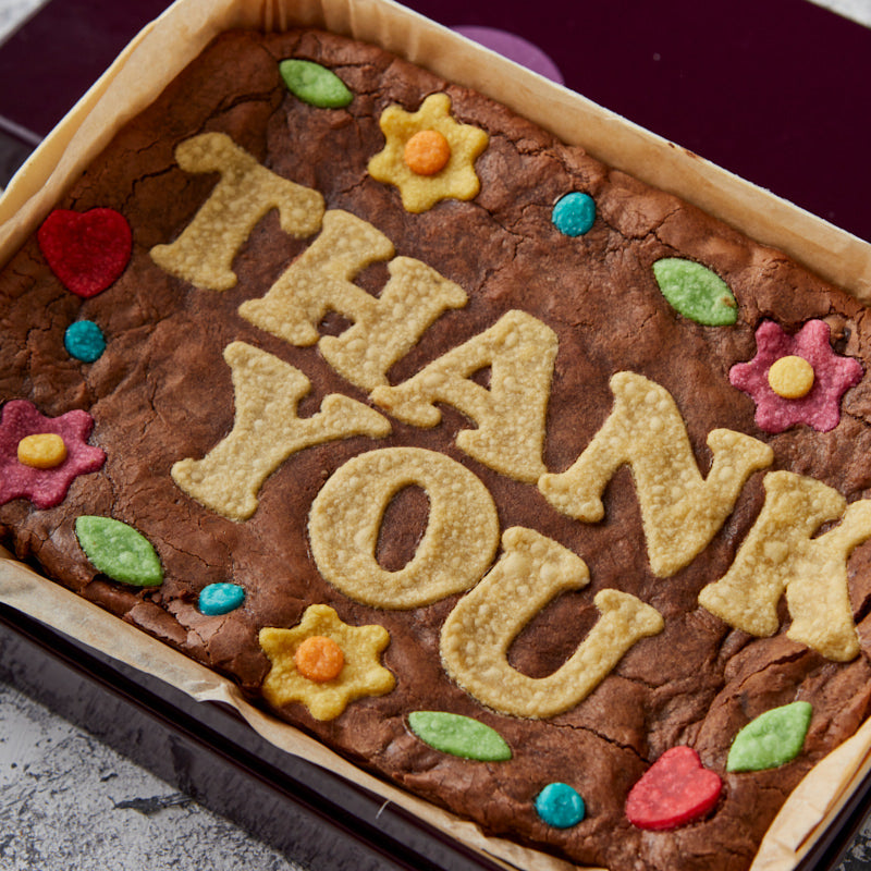 Floral Border Thank You Brownie Slab & Konditor