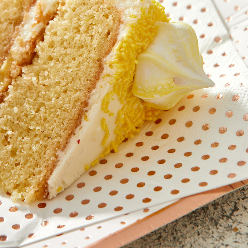 Spotty Print Rose Gold Paper Plates & Konditor