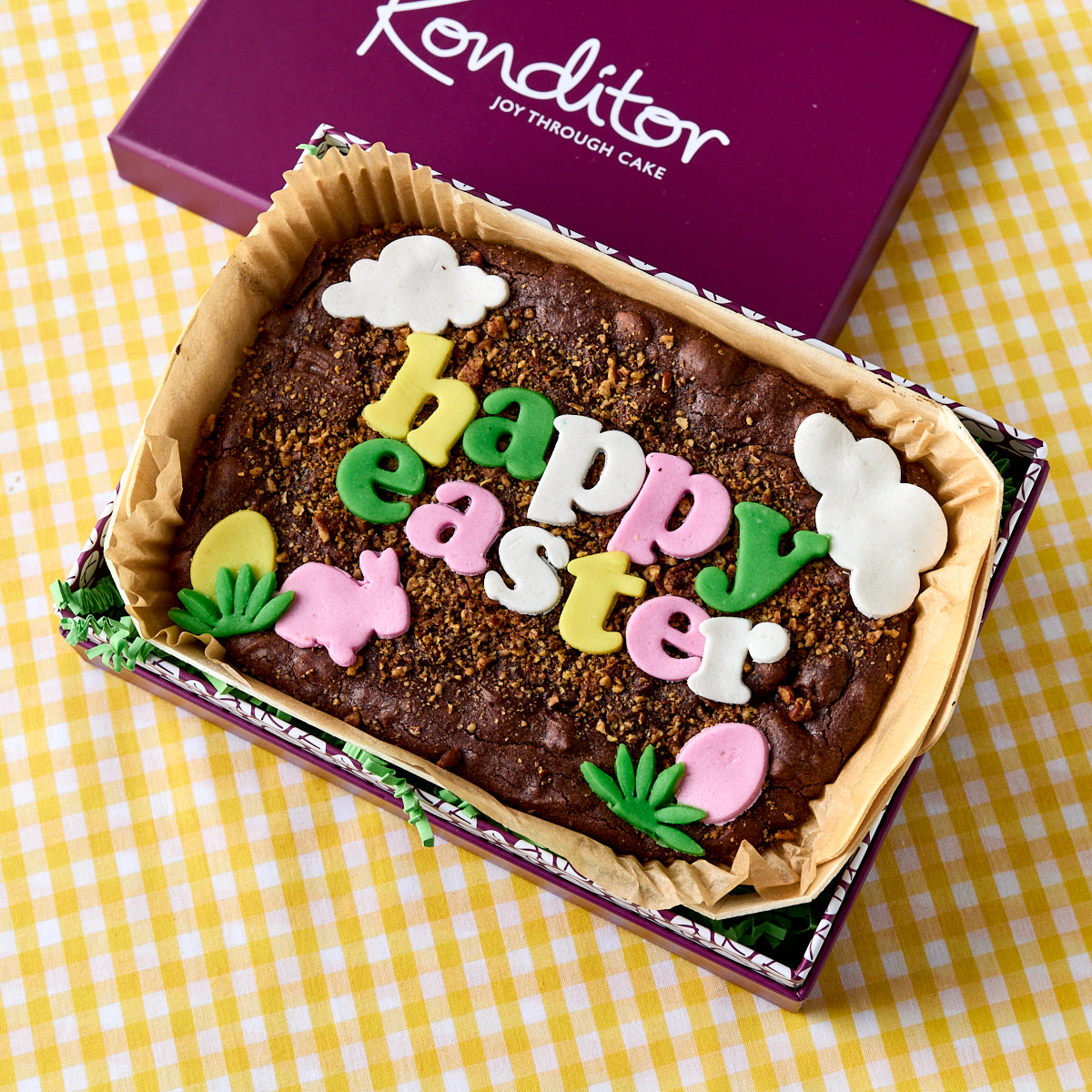 Vegan Happy Easter Brownie Slab & Konditor