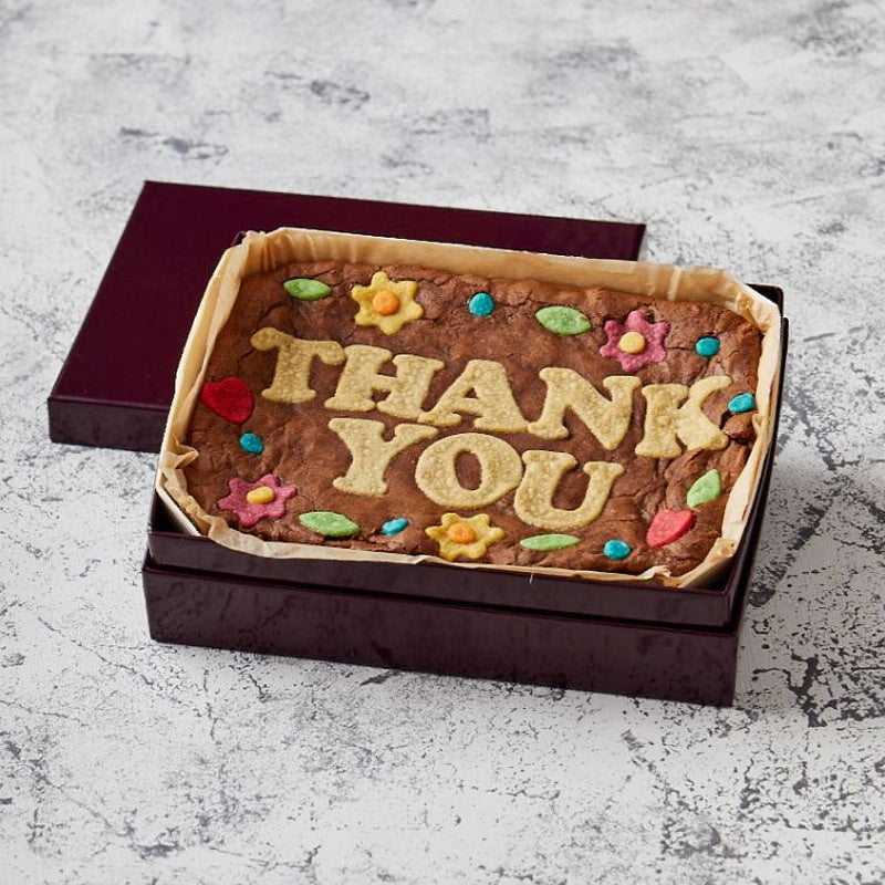 Floral Border Thank You Brownie Slab & Konditor